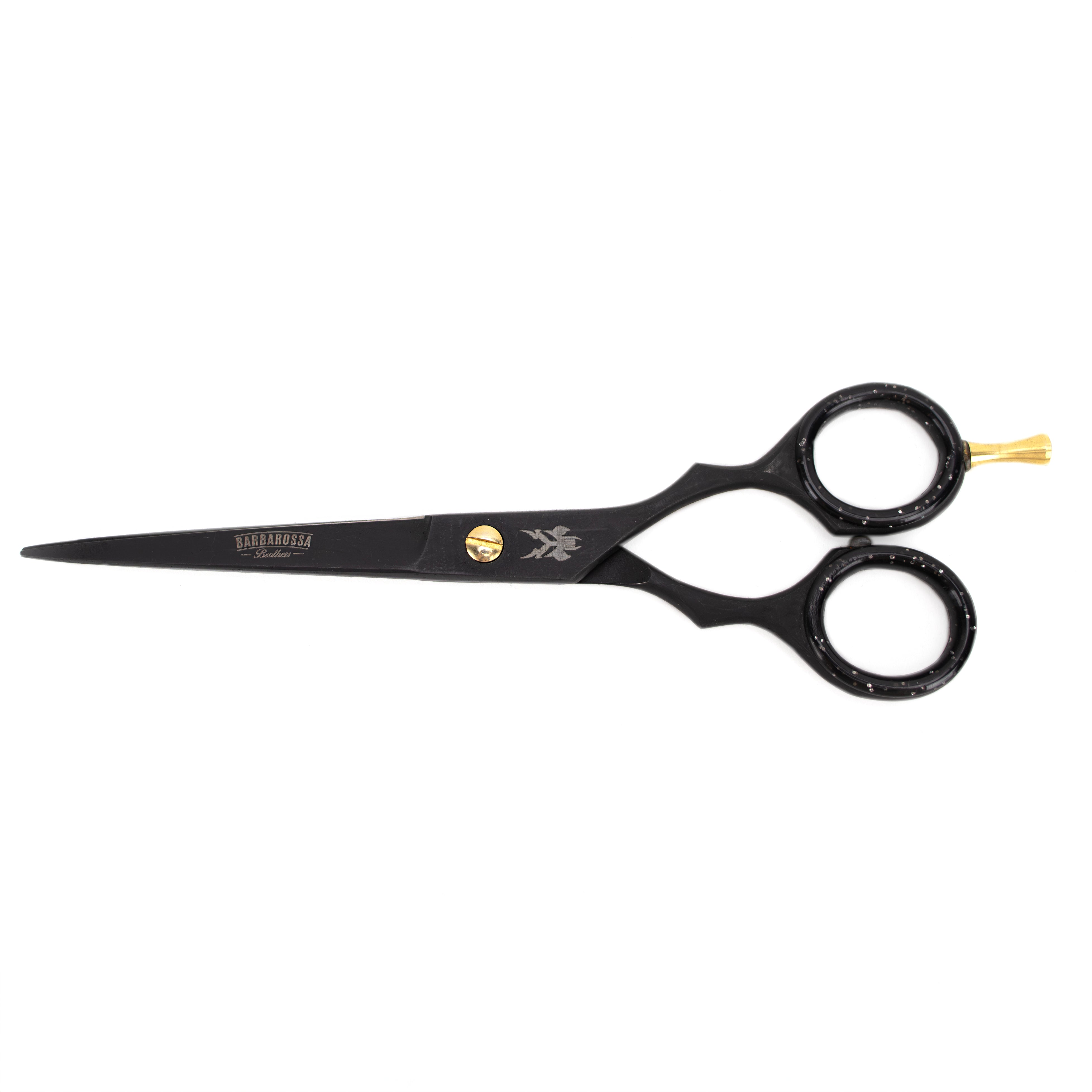 Japanese Steel 6" Matt Black & 24k Gold Cutting Scissors – Barbarossa ...