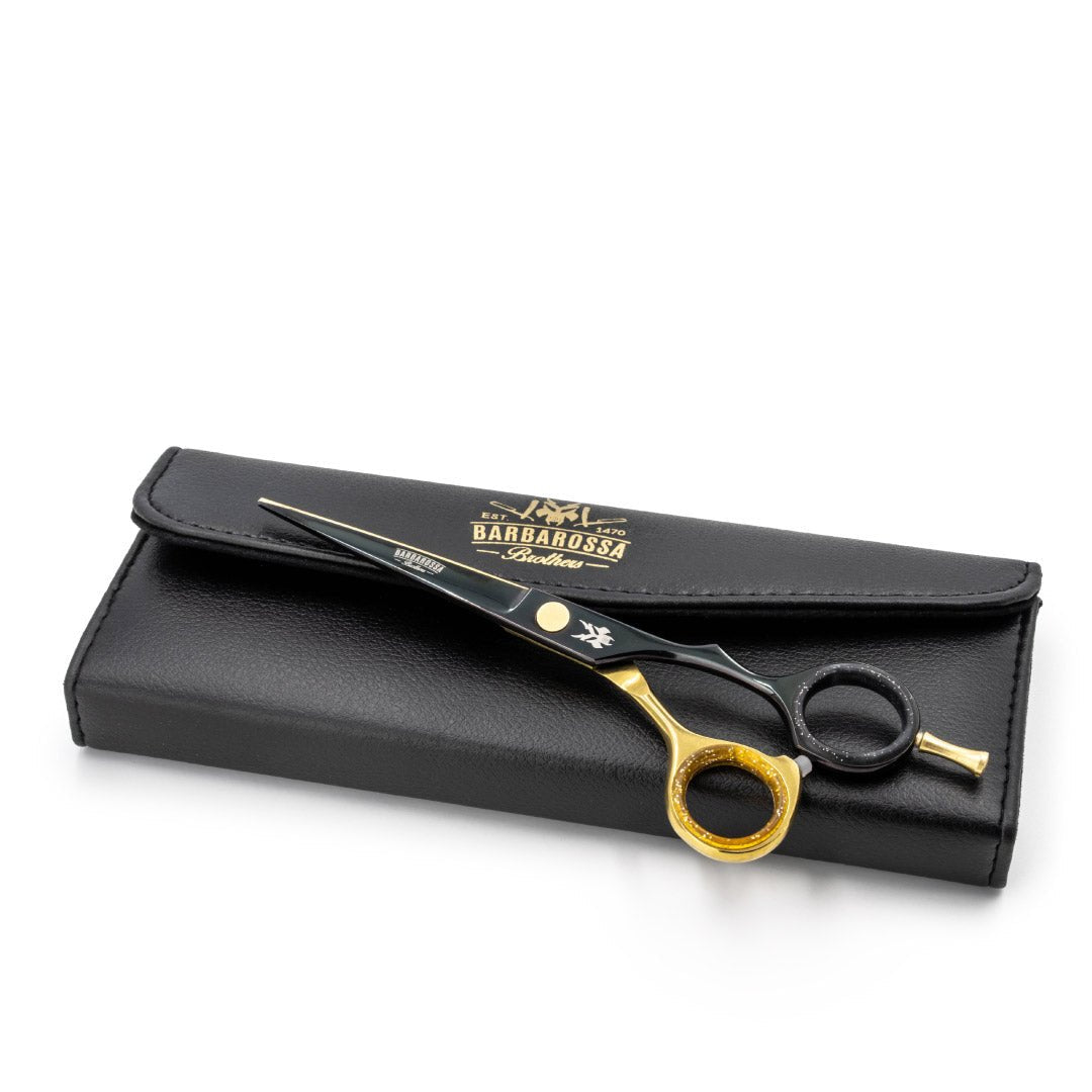 Japanese Steel 6" Cutting Scissors - Matt Black & 24k Gold Plated ...