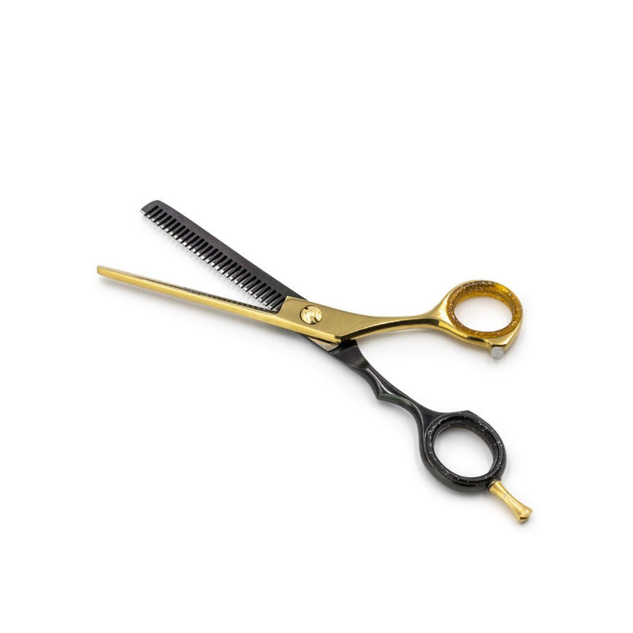 Japanese Steel 6" Cutting & Thinning Scissors Set - Matt Black & 24k G ...