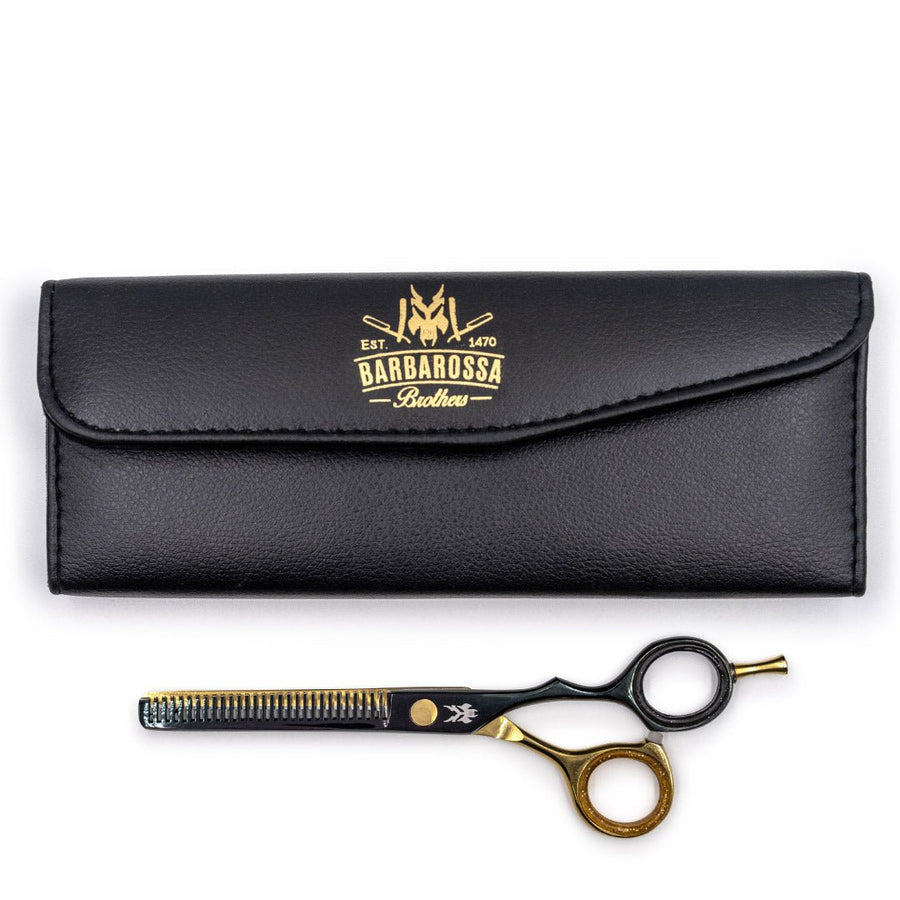Japanese Steel 6" Thinning Scissors - Matt Black & 24k Gold Plated ...